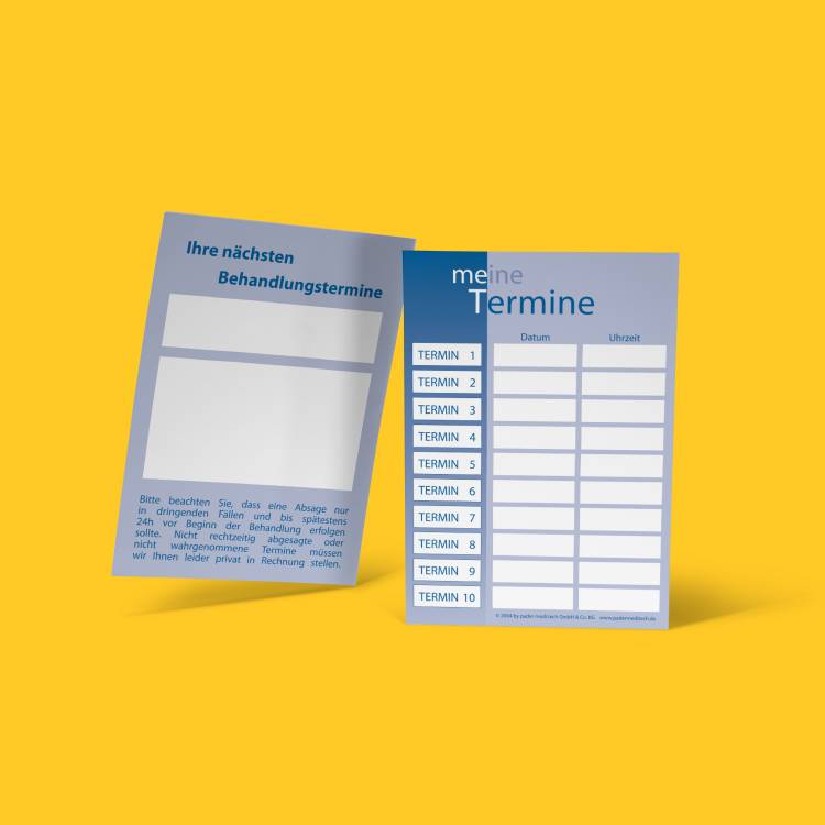 Terminblock mit 400 Terminzettel für den Arzt, Physiotherapie