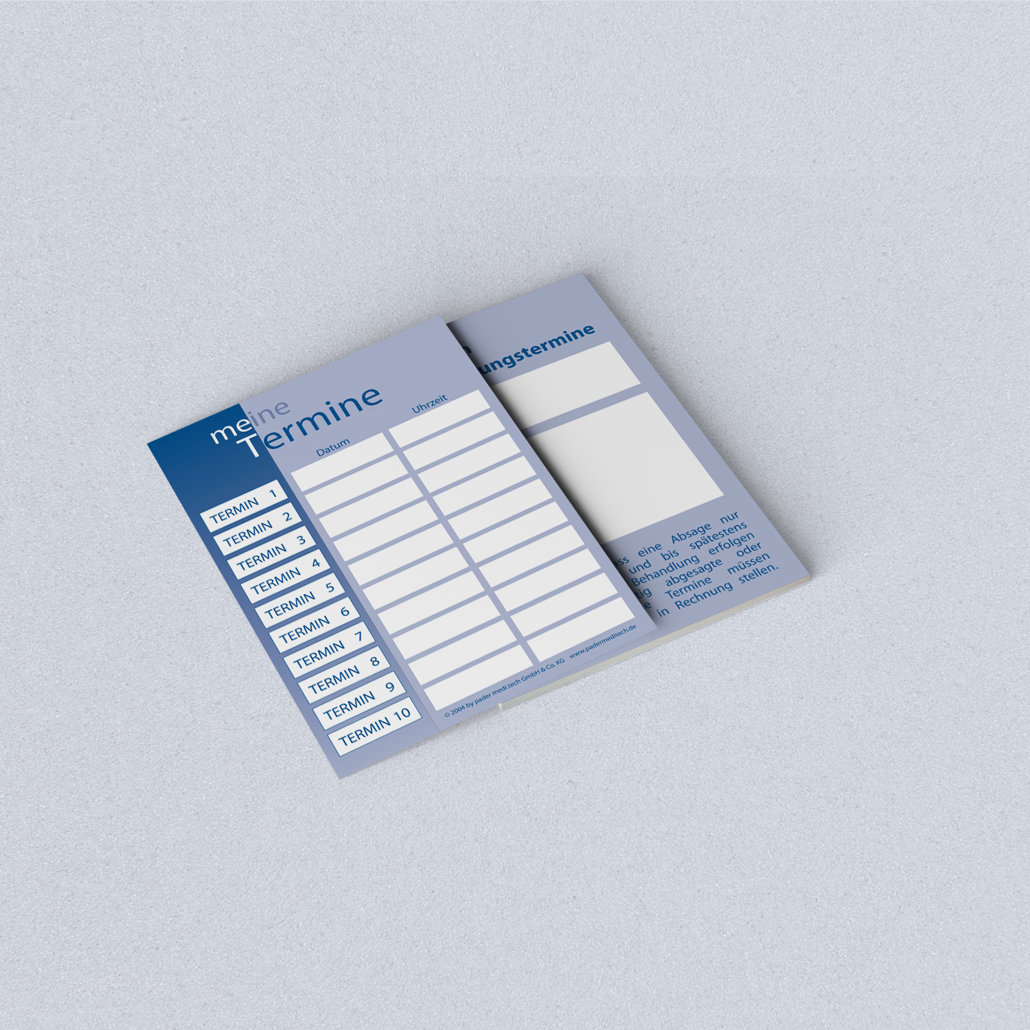 Terminblock mit 400 Terminzettel für den Arzt, Physiotherapie