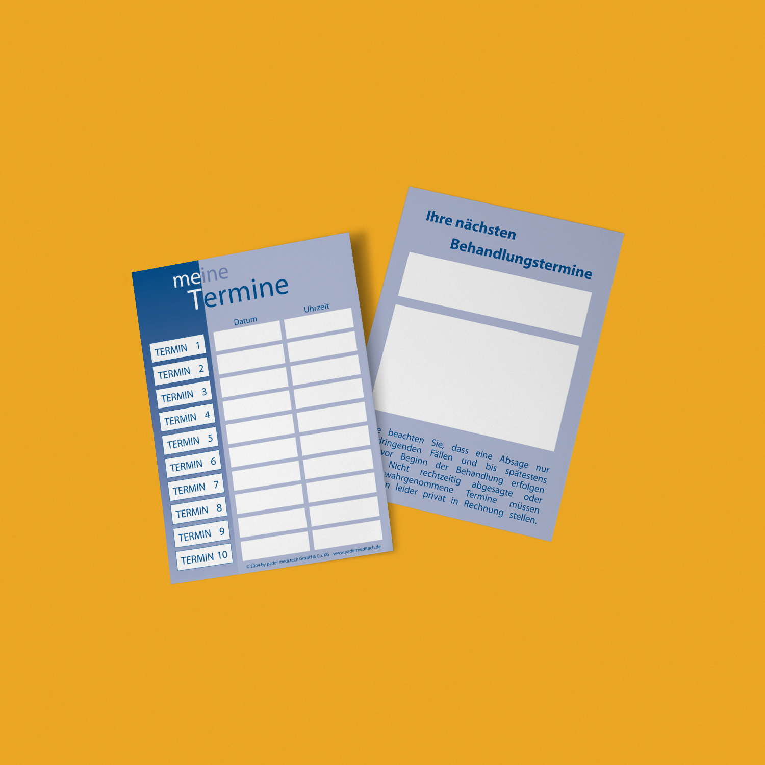 Terminblock mit 400 Terminzettel für den Arzt, Physiotherapie
